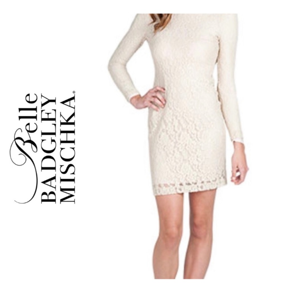 Belle Badgley Mischka Ivory Lace Lana Dress Size 12 Gem